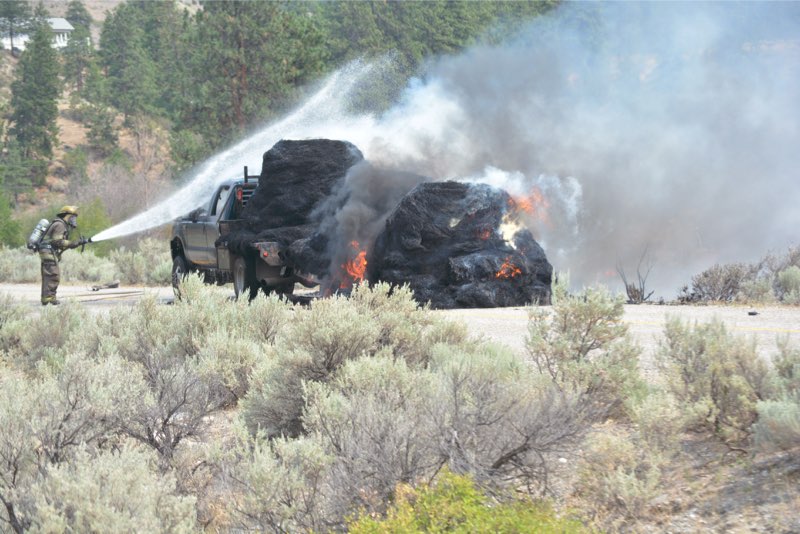 Hay fire starts on truck bed - TimesChronicle.ca