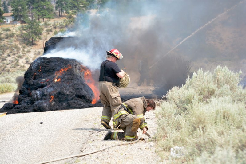 Hay fire starts on truck bed - TimesChronicle.ca