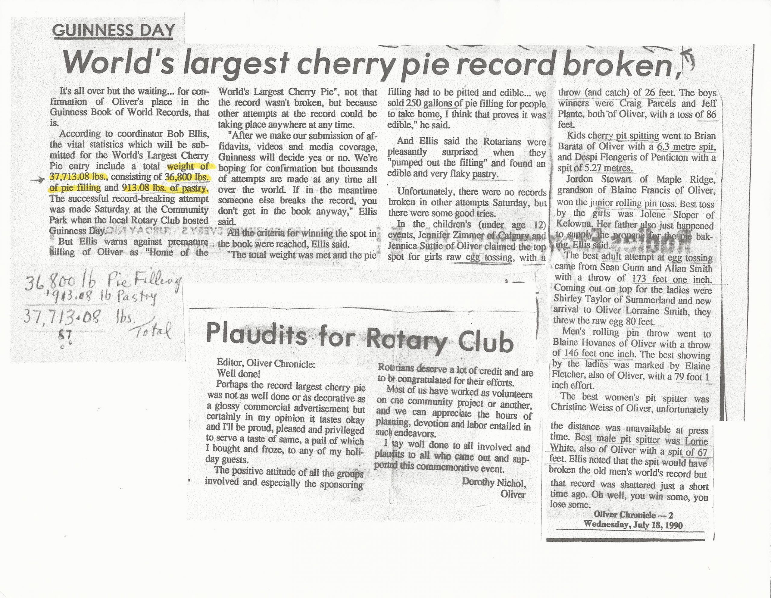 Rotary Club celebrates world's largest cherry pie record from 1990 ...