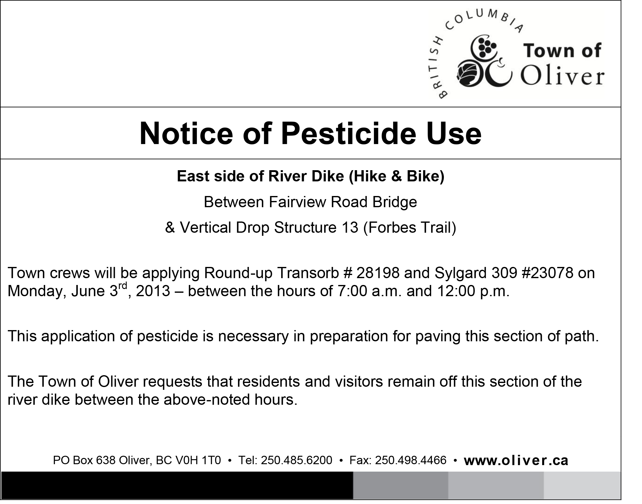 Notice of Pesticide Use - TimesChronicle.ca