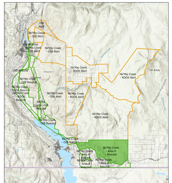 Evacuation alert rescinded for RDOS Area A - TimesChronicle.ca