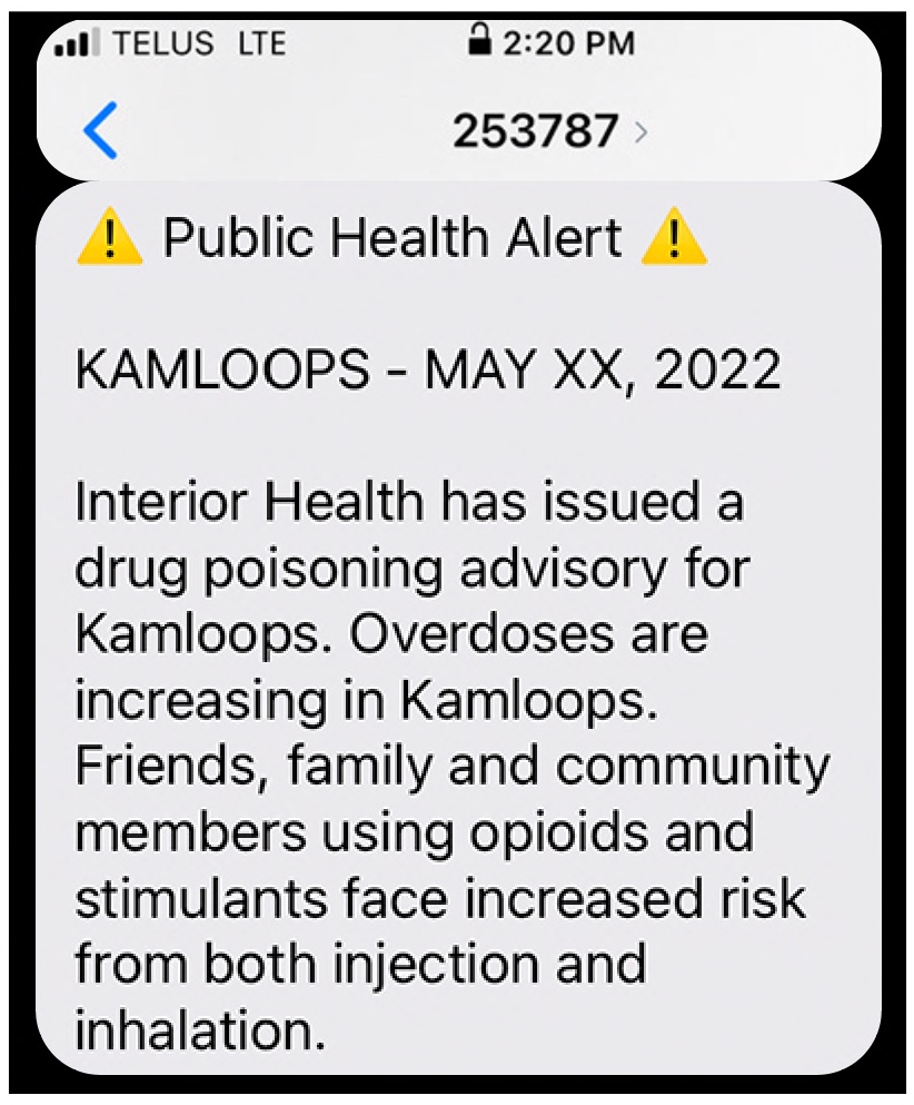 Toxic drug alert texts now available in Interior - TimesChronicle.ca