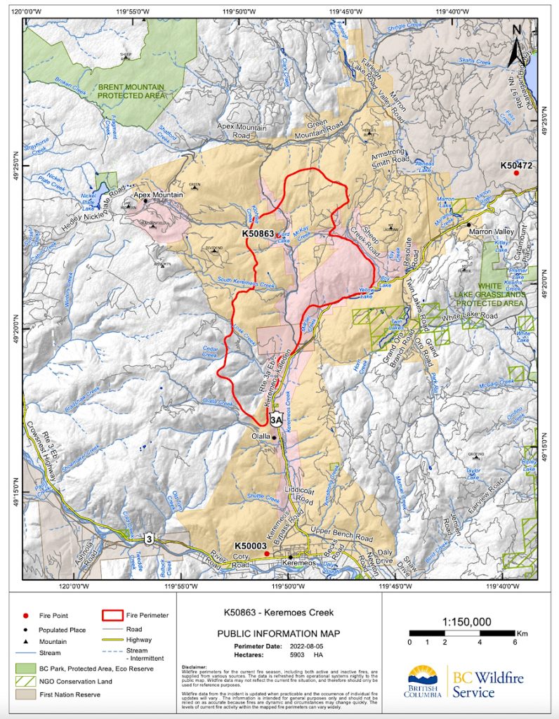 Southern tip of fire near Ollala is priority says BCWS - TimesChronicle.ca
