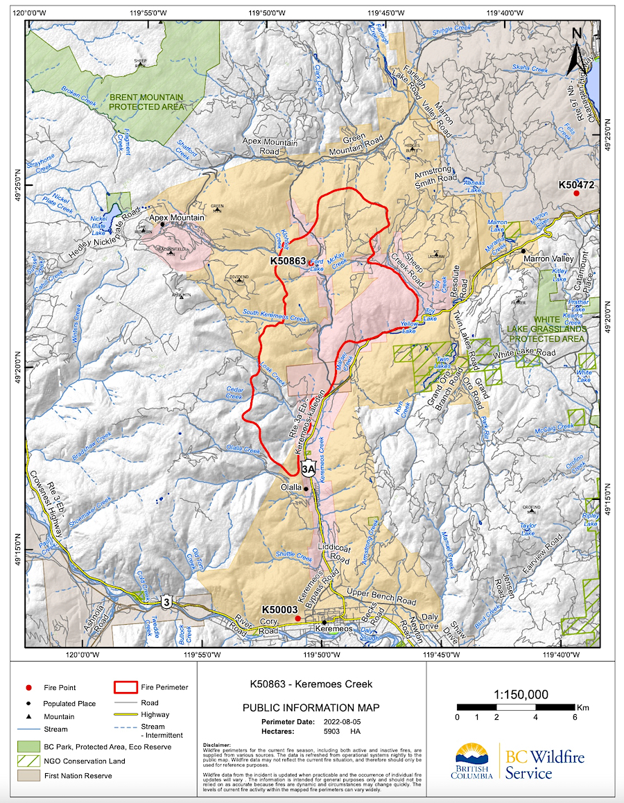 Southern tip of fire near Ollala is priority says BCWS - TimesChronicle.ca